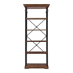 Danya B Juanita 6-Tier Etagere Wood and Metal Open Bookcase GH9006BW | Real Wood and Metal Freestanding Bookshelf | Industrial, Rustic, Farmhouse Style