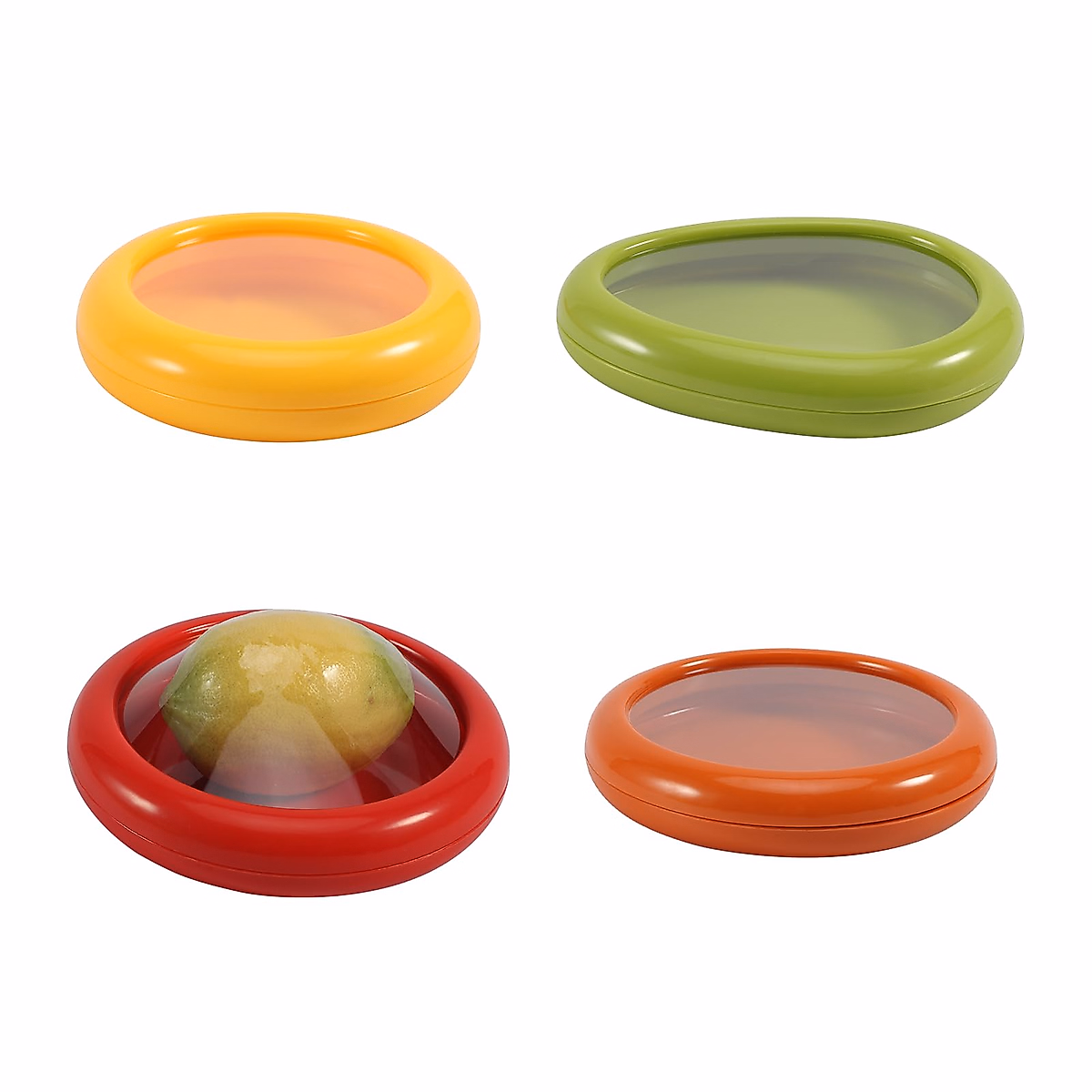 Trasylph Silicone Fruit Storage Box, 4pcs Fruit and Vegetable Storage Containers Set for Fridge, Avocado Saver and Tomato Holder Onion Storage Container Fresh Stretch Pod for Fridge Keep Fresh
