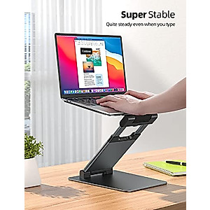 Nulaxy Laptop Stand for Desk, Ergonomic Sit to Stand Laptop Holder Convertor, Adjustable Height from 1.18" to 21", Supports up to 22lbs, Compatible with MacBook, All Laptops Computer Tablets 10-17"