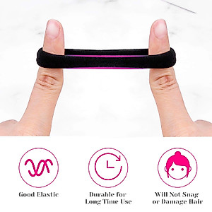 Anezus 50 Pcs Thick Black Hair Ties Large Hair Elastics Bulk Hair Ties Stretch Hair Bands Ponytail Holders for Thick Heavy and Curly Hair, Neutral Colors