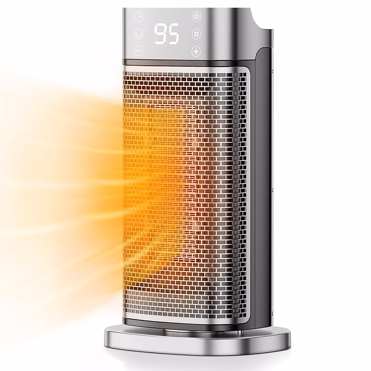 Space Heater, Heaters for Indoor Use with Thermostat, 1500W Electric Heaters with Remote, Digital Display, 70°Oscillating Room Heater, 12H Timer, Safety Heater for Room Home Office, Silver