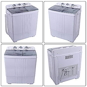 Z okop Twin Tub Design Washer Large Power Semi-automatic Washing Machine Energy Saving (Grey cover plate 16.5lb)