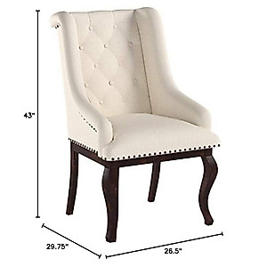 Coaster Home Furnishings Brockway Glen Cove Arm Chairs with Button Tufting and Nailhead Trim Antique Java and Cream (Set of 2)