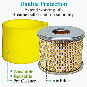 HOODELL 5 Pack 17210-ZE3-505 Air Filter, Professional 17210-ZE3-010 Air Filter with Pre Cleaner, Fit for Honda GX390 13HP GX340 11HP Engine Air Filter