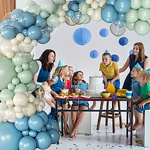 Under the Sea Party Decorations, Dust Green Blue Under the Sea Balloon Garland Arch kit, Ocean Themed Party Decorations Baby Shower Birthday Party Decor(136Pcs)