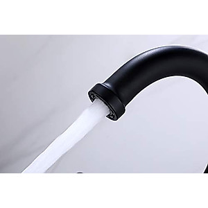 RKF 4 inch Matte Black Bathroom Sink Faucet 2-Handle Centerset Bathroom Faucet with Drain 360 Swivel Spout 2-3 Hole Bathroom Vanity Sink Faucet Bathroom Basin Lavatory Mixer Tap BF023-MB