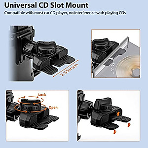 Lopnord Car Phone Tablet Mount CD Slot Holder Compatible with Samsung Galaxy Z Fold 4 3/S23 S22 Ultra/S21/iPad Mini 6/Google Pixel 7 6, Tablet Holder for Car for iPhone 14 13 Pro Max 7-11 inch Tablet