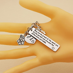 SELOPU Police Gift Thank You Gift May You Be Proud of The Work Police Officer Gift Appreciation Jewelry Police To Be Gift Achievement Gift (May You Police-KEY1)