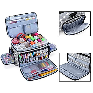 Luxja High Capacity Sewing Accessories Organizer (Bag ONLY), Sewing Supplies Organizer with Shoulder Strap (Patent Design), Polka Dots