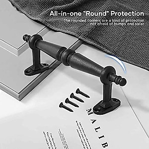 EaseLife 9" Barn Door Pull Handle,Rustic Black Cast Iron Grab,Easy Install