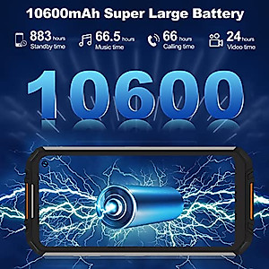 Rugged Smartphone Unlocked Cell Phone 10600mAh Battery 128GB+8GB Android 11 6.39'' Screen 20MP Night Vision Camera Dual SIM Phones IP68 Waterproof Mobile OTG NFC OUKITEL WP16, Orange