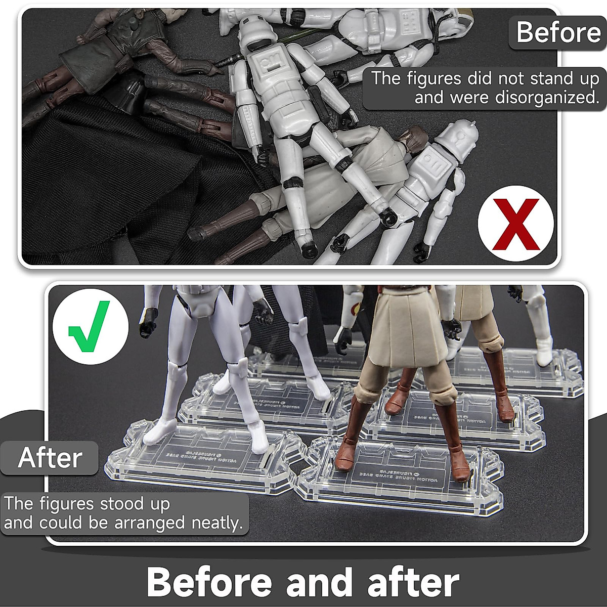 NC EBCO 30 Pieces Action Figure Display Stands Clear Doll Model Support Stand for 3 75 inch Action Figures … Transparent Action Figure Dispaly Stand Base