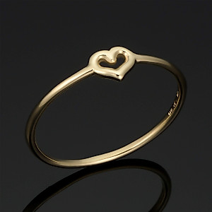 KoolJewelry 14k Yellow Gold 4.7mm Small Heart Minimalist Ring (size 8)
