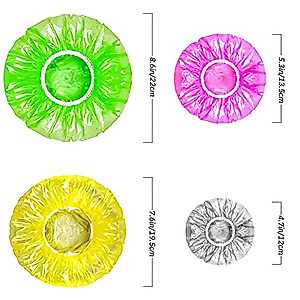 Heatoe 120 Pcs Reusable Colorful Elastic Food Covers, 4.7"/5.9"/8.85"/10.63"Food Storage Covers Plastic Bowl Covers for Home, School, Office, Party, Festival, Picnic