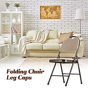 36 Pieces 7/8 Inch Folding Chair Leg Caps Heavy-Duty Plastic Chair End Caps Non-Marring Furniture Glides Round Hardwood Floor Protectors (Black)