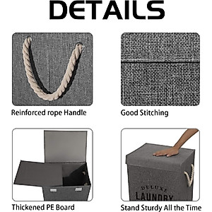 JMBNH Laundry Basket 84L Large Laundry Hamper with Lid,Foldable and Waterproof Laundry Bag with Padded Handles, Clothes Hamper Stands Up Well, Collapsible Laundry Basket Easy Storage-Gray