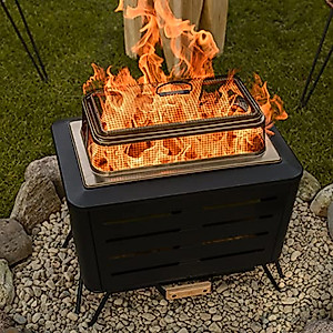 TIKI Brand Retreat Fire Pit Screen and Poker, Fire Pit Screen - Spark Protector for Outdoor Fire Pit | 18 x 11 x 7 inches, Fire Pit Poker | 32.9 x 3.8 x 3.8, Gold and Black, 132000968