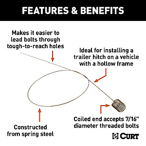 CURT 58410 18-Inch Trailer Hitch Fish Wire for 7/16-Inch Diameter Bolts, YELLOW ZINC