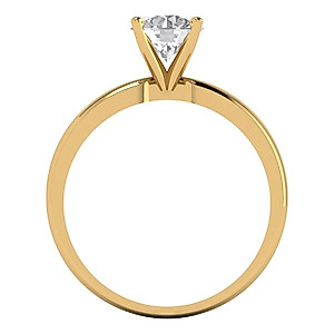 Clara Pucci Yellow 14k Solid Gold Solitaire anniversary Engagement Promise Bridal Ring - 1 Ct Round Cut Clear Simulated Diamond Sz 9