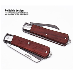 Edward Tools Electrician Straight Blade Knife with Wood Handle - Lockback Folding Pocket Knife - Stainless Steel - Cable Stripping, Cutting Insulation, Ties, Tape, Pulls Cuts, Splicing - Ergo Handle
