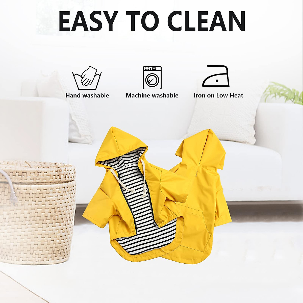 Dog Raincoat Puppy rain Jacket with Hood for Small Medium Breeds with Reflective Strap Storage Pocket Harness Hole Yellow S