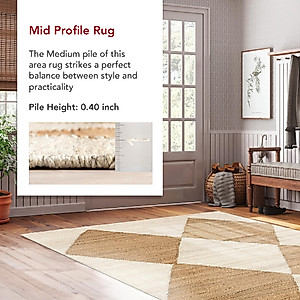 nuLOOM Pandora Diamond Jute Area Rug - 3x5 Jute Accent Rug Global Inspired Ivory Rugs for Dining Room Rug Neutral Rug Living Room Rug Entryway Kitchen