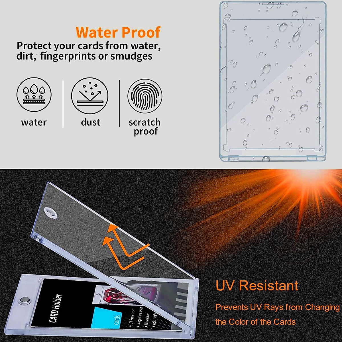 LRANFOW 6 Pack 55pt Magnetic Trading Card Holder Hard Card Case with UV Resistant for Cards