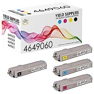 Yield Supplies Compatible Printer CMYK Toner Cartridges Replacement for Oki-Okidata C532 C532dn MC573 MC573dn Use in 46490603 46490604 46490602 46490601( Black Cyan Magenta Yellow - 4 Packs )