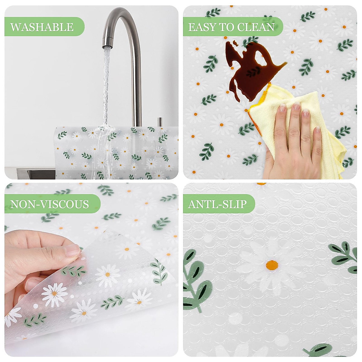 Shelf Liner and Drawer Liner, 12IN x 20FT Non-Slip Kitchen Cabinet Liner, Non-Adhesive Waterproof Durable EVA Cupboard Liner with Print for Shelves, Refrigerators, Cabinets and Storage