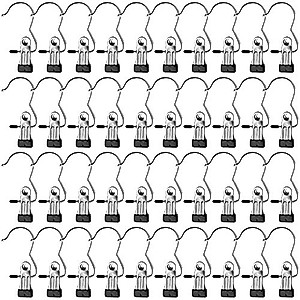 Tosnail 40 Pieces Boot Hanger Clips, Stainless Steel Laundry Hooks, Closet Hanging Clips, Space Saving for Jeans, Hats, Tall Boots, Towels - Black