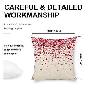 Flying Heart Romantic Throw Pillow Covers 18×18 Pillowcases Set of 2 Valentine's Day Linen Decorative Square Pillow Case Cushion Covers Standard Size for Sofa Couch Outdoor Bed Pillow Protectors