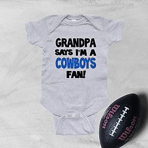 NanyCrafts' Grandpa Says I'm a Cowboys Fan Baby Bodysuit 6 Months Navy