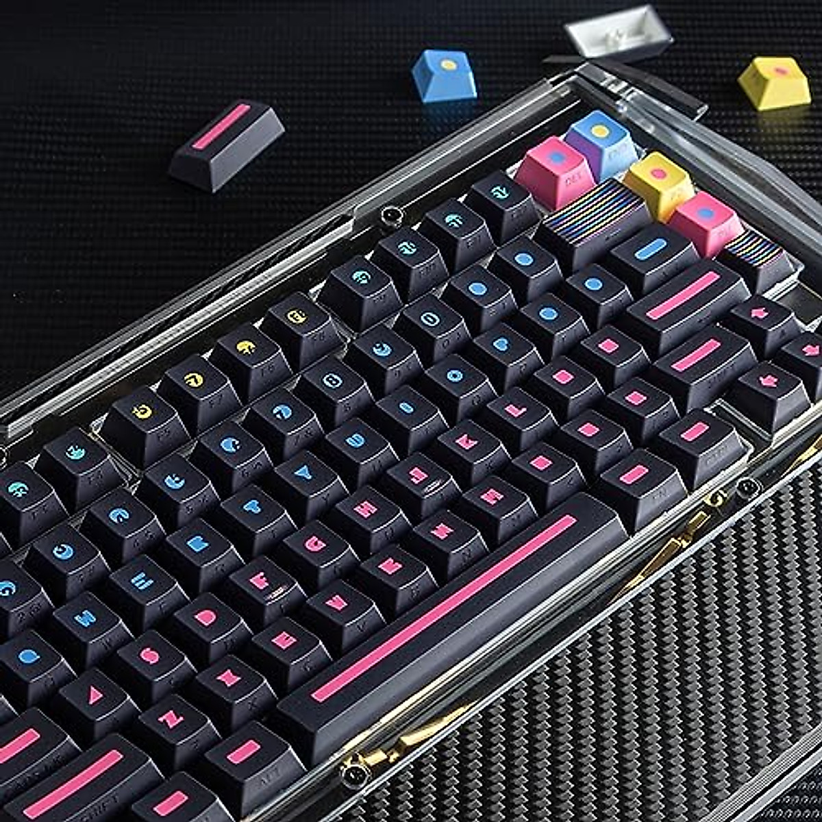 Keycaps PBT Keycap 117 Key Set for Mechanical Keyboards Multiple Color Styles English (US) Layout (Multicolor-Black)
