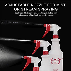 Uineko Plastic Spray Bottle (4 Pack, 32 Oz, All-Purpose) Heavy Duty Spraying Bottles Leak Proof Mist Empty Water Bottle for Cleaning Solution Planting Pet with Adjustable Nozzle and Measurements