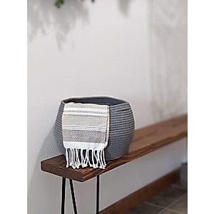 Goodpick Cute Round Basket Cotton Rope Basket Woven Towel Basket Bathroom Small Dog Toy&Cat Toy Basket Storage Basket for Children Corner Plant Basket Shelf Indoor, Gray, 10"D x 8.3"H