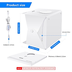 Neewer Upgraded Photo Light Box, 16" x 16" Dimmable 3000K~6500K 1060LM Photo Studio Shooting Tent, Photography Table Top Light Box with 102 LED Lights/4 Color Backdrops/Mini Tripod/Phone Holder