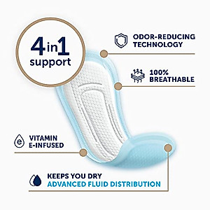 FitRight Fresh Start Incontinence and Postpartum Liners for Women, Light Absorbency (120 Count) Bladder Leakage Pads with The Odor-Control Power of ARM & Hammer (30 Count, Pack of 4)