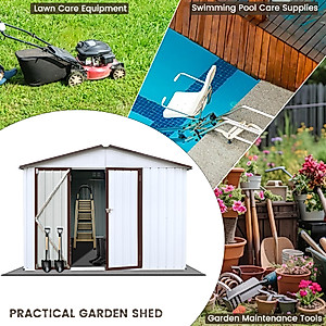 10 x 8FT Outdoor Storage Shed,Anti-Corrosion Tool Shed with Sloping Roof,Heavy Duty Metal Tool Sheds Storage House w/Lockable Door & Air Vent for Garden, Patio, Lawn