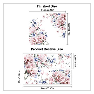 Floral Peonies Wall Stickers, Pink Blue Peony Rose Bouquet Flowers Removable Peel and Stick Wall Decal, DIY Art Vintage Blossom Flowers Wallpaper for Wedding Living Room Girls Room