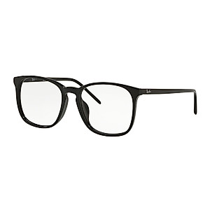 Ray-Ban RX5387F Low Bridge Fit Square Prescription Eyeglass Frames, Black/Demo Lens, 54 mm