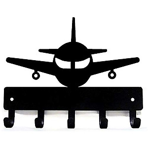 The Metal Peddler Airplane #1 Key Rack Holder for Wall - Small 6 inch Wide - Made in USA; Gifts for Pilots