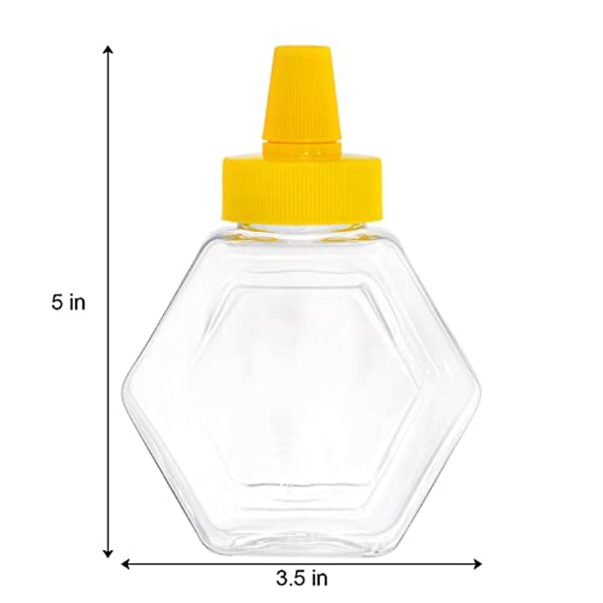 Elsjoy 16 Pack Plastic Honey Bottle Jars, 7 Oz Honey Squeeze Bottles Empty Honey Jars with Spout, Refillable Condiment Squeeze Bottles Clear Honey Container for Storing and Dispensing, Hexagon Shape