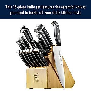HENCKELS Premium Quality 15-Piece Knife Set with Block, Razor-Sharp, German Engineered Knife Informed by over 100 Years of Masterful Knife Making, Lightweight and Strong, Dishwasher Safe