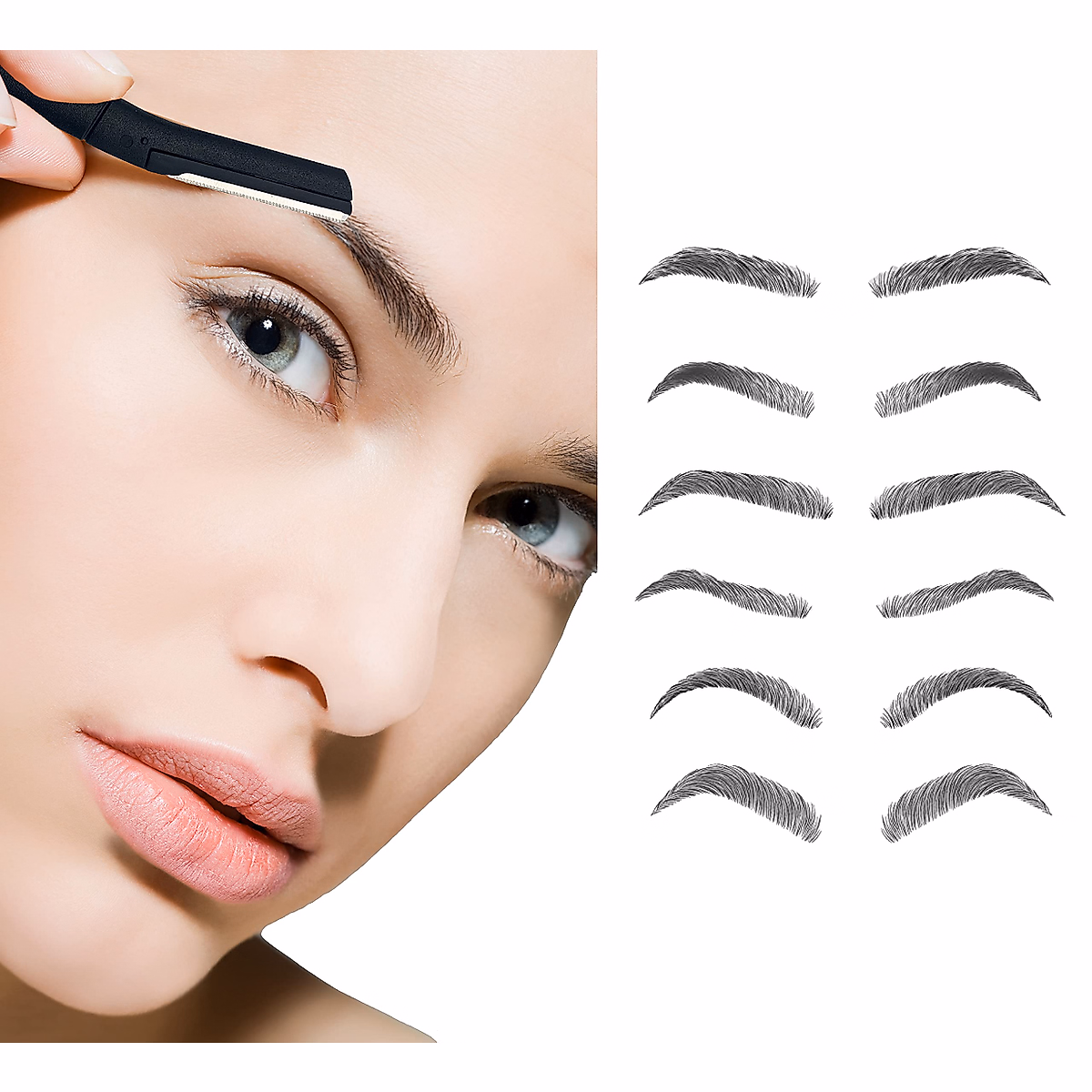 Mocuarto 6-Pieces Eyebrow Trimming Razor, Facial Razor , Remove Unwanted Facial Hair,With Biodegradable Handle And Two Different Replacement Blade