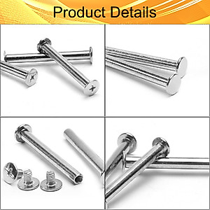 Juvielich 10 Sets Screw Post Fit for 3/16"(5mm) Hole Dia,Binding Screws Female M5x45mm Belt Buckle Binding Bolts Leather Fastener for Scrapbook Photo Albums Binding,Leather Bags,Boots,DIY Enthusiasts