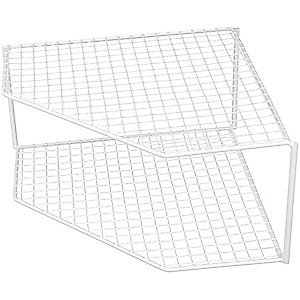 SHERCHPRY 2-Tier Corner Storage Shelf Metal Wire Cabinet Corner Shelf Organizer Plates Dishes Spices Rack Kitchen Cosmetics Makeup Organizer Holder for Home Pantry Bathroom