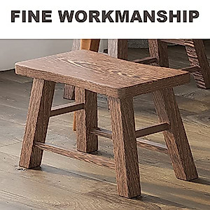 EKDJKK Rustic Wooden Step Stool, Sturdy & Decorative, Solid Wood Tiny Step Stool for Kids Adults, Plant Stand (27x13x21cm/11x5x8inch) - Brown