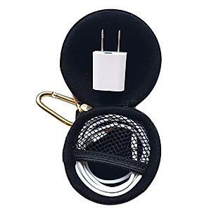 CASEBUDi Round Earbud and Phone Charger Storage Case with Carabiner | Limited Edition Gold Ballistic Nylon