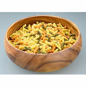 PACIFIC MERCHANTS Acaciaware Acacia Wood Round Calabash Salad Bowl, 10-Inch by 3-Inch, Hand Made From One Solid Piece Of Acacia Wood, Sustainable, Large Fruit Bowl, Popcorn, Pasta