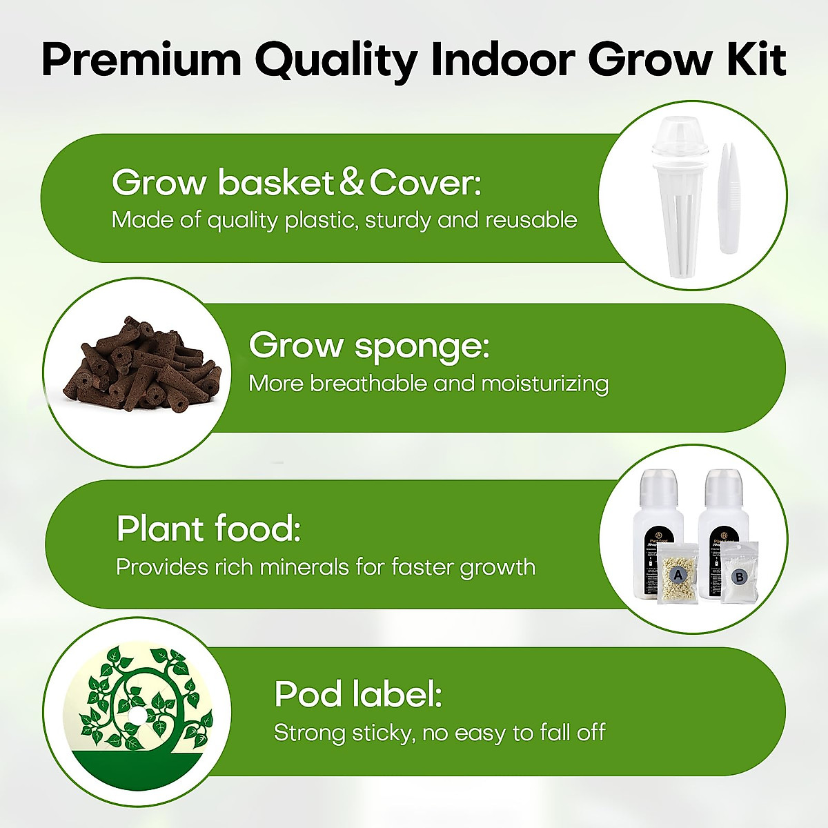 Ahopegarden 167 Pcs Seed Kit for Aerogarden for Gardencube Hydroponics Growing System, Grow Kit for Indoor Garden with 40 Grow Sponges, 40 Grow Baskets, 40 Covers, 40 Labels, 6 A&B Plant Food